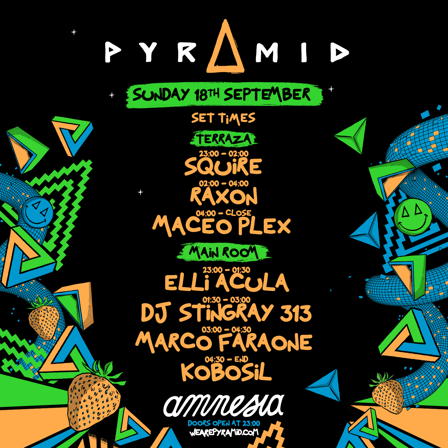 Pyramid at Amnesia Ibiza September 18th: the set times! | Ibiza by night