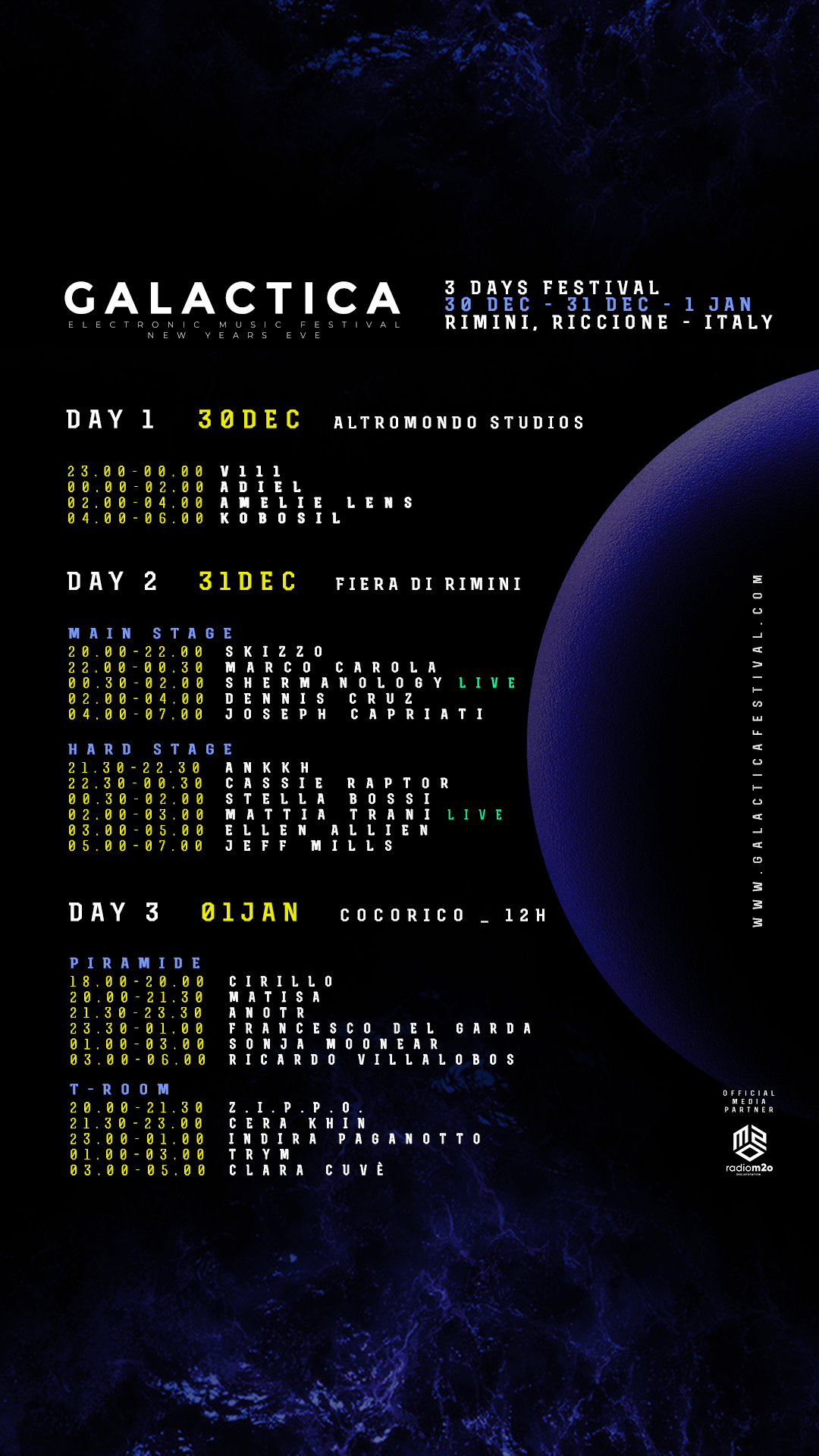Galactica Festival 2022, the complete line up & the set times, with ...