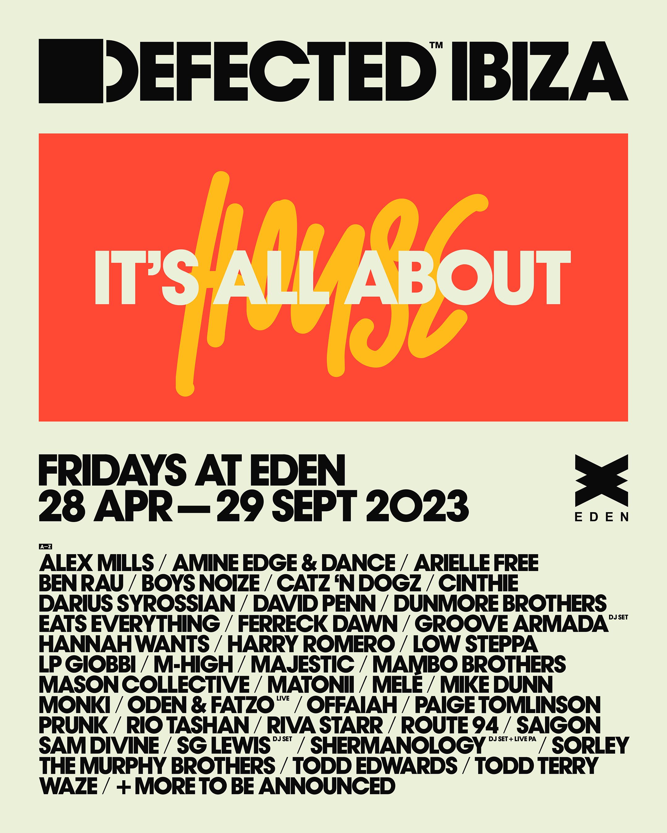 DEFECTED reveal line up for summer 2023 at EDEN Ibiza! | Ibiza by night