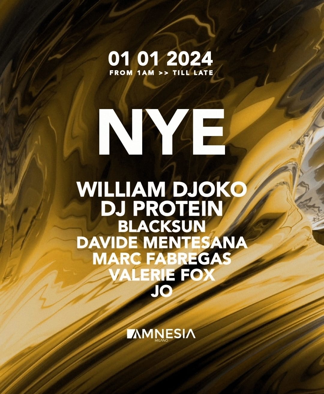 Amnesia Milan presents NYE with William Djoko, Dj Protein & many more ...