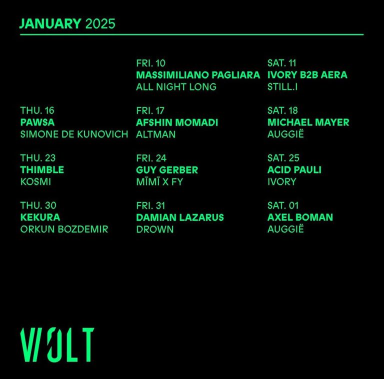 Volt Club Milan: January 2025 program, with Pawsa, Guy Gerber, Damian ...