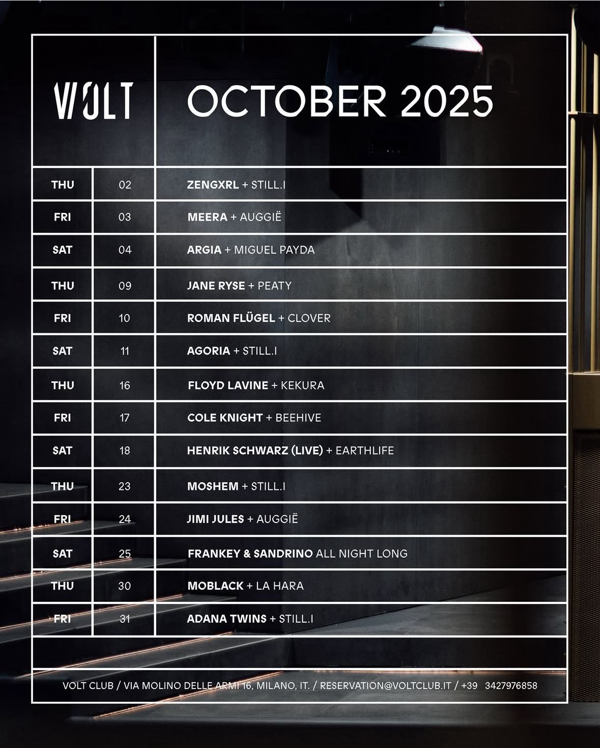 Volt Club Milan: October 2025 calendar! | Ibiza by night